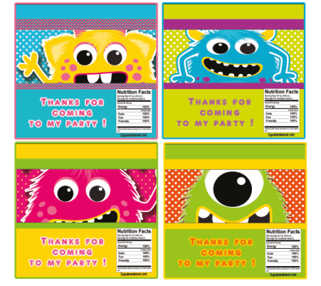 Little Monster Candy Bar Wrappers - INSTANT DOWNLOAD - Cupcakemakeover