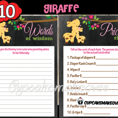 Chalkboard Giraffe Baby Shower Games - Cupcakemakeover