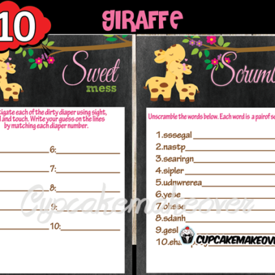 Chalkboard Giraffe Baby Shower Games - Cupcakemakeover