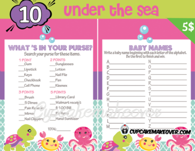 Under The Sea Baby Shower Games Fuschia - Cupcakemakeover