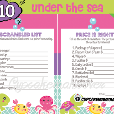 Under The Sea Baby Shower Games Fuschia - Cupcakemakeover