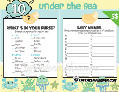 Under The Sea Baby Shower Games Blue - Cupcakemakeover