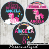Pink Little Pony Favor Tags, Personalized Toppers - D7 - Cupcakemakeover