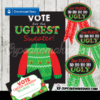 Ugly Christmas Sweater Award Ribbons, Voting Ballots & Sign - D2 ...