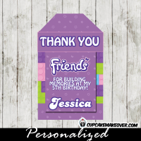 Girls Building Blocks Party Favor Tags, Personalized - Cupcakemakeover