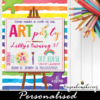 Art Paint Party Invites, Rainbow Canvas Easel - Cupcakemakeover