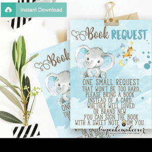 Boy Blue Elephant Book Request Cards - Cupcakemakeover