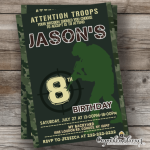 Military Camo Birthday Party Invitations - Cupcakemakeover