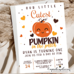 Pumpkin Fall Autumn Birthday Invite - Cupcakemakeover