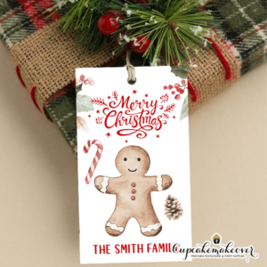 Holiday Party Favor Tag, Ginger bread Present Tag - Cupcakemakeover